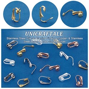 UNICRAFTALE 32pcs 4 Colors Stainless Steel Clip-on Earring Non-Pierced Earring 15mm Metal Huggie Fake Ear for DIY Earring Jewelry Making