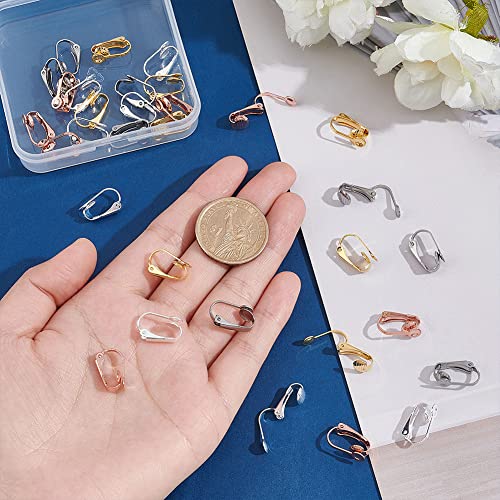 UNICRAFTALE 32pcs 4 Colors Stainless Steel Clip-on Earring Non-Pierced Earring 15mm Metal Huggie Fake Ear for DIY Earring Jewelry Making