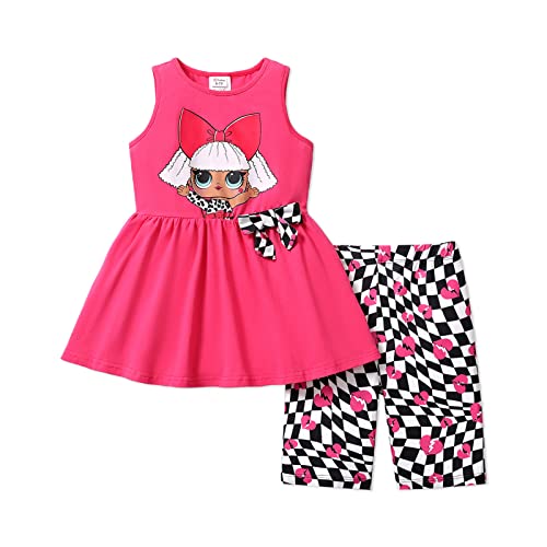 L.O.L. Surprise! Girls A-Line Sleeveless Dress Shorts Set Girls Holiday Outfits 2pcs Girls Pink Dress 7-8 Years