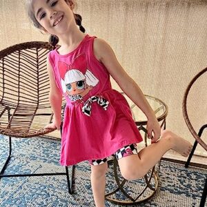 L.O.L. Surprise! Girls A-Line Sleeveless Dress Shorts Set Girls Holiday Outfits 2pcs Girls Pink Dress 7-8 Years