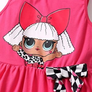 L.O.L. Surprise! Girls A-Line Sleeveless Dress Shorts Set Girls Holiday Outfits 2pcs Girls Pink Dress 7-8 Years