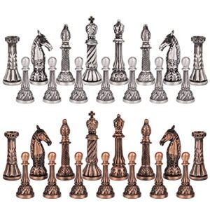 Retro Metal Chess Set for Adults and Kids – Marbling Chess Board with Chess Pieces – Travel Chess Set with Metal Pieces – Folding Chessboard – Ideal for Beginners and Professional Players…