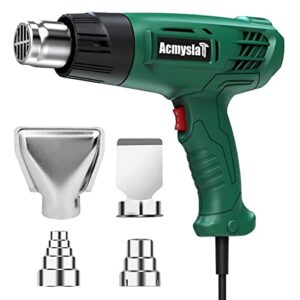 heat gun, 1800w heavy duty hot air gun kit dual temperature settings 572℉~932℉ (300℃-500℃), durable&overload protection, with 4 nozzles for crafts, shrink wrapping/tubing, paint removing, epoxy resin