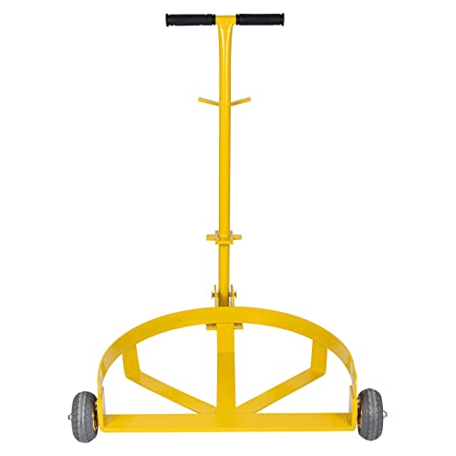 SDSNTE Heavy-Duty Steel 55 Gallon Drum Dolly for Moving Heavy Drums Easily with Removable and Versatile Handle, Weight Capacity 1100lbs, Yellow, Pack of 1