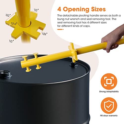 SDSNTE Heavy-Duty Steel 55 Gallon Drum Dolly for Moving Heavy Drums Easily with Removable and Versatile Handle, Weight Capacity 1100lbs, Yellow, Pack of 1