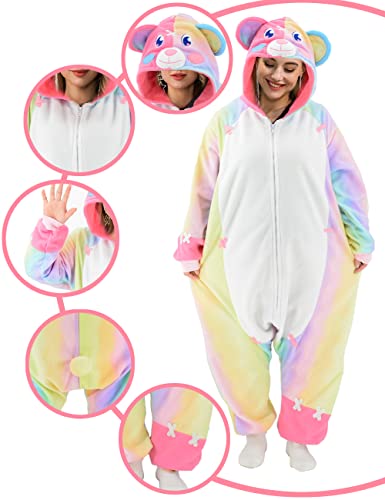 YUNTAISHAN Bear Onesie Adult Onesie Pajamas One Piece Pajamas Animal Cosplay Costume for Women Men