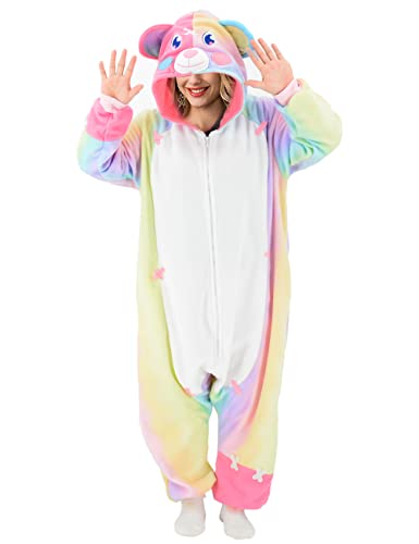 YUNTAISHAN Bear Onesie Adult Onesie Pajamas One Piece Pajamas Animal Cosplay Costume for Women Men