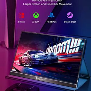 144HZ Portable Gaming Monitor, 17.3" 1080P Laptop Monitor, Dual USB C HDMI Second Computer Screen, VESA Gaming Display with Speakers, Travel Monitor for PS4/5 Xbox Switch MAC PC Phone