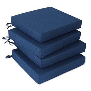 eaimi outdoor chair cushions for patio furniture - square corner patio cushions for outdoor furniture 4 packs - waterproof indoor chair cushions for dinning chairs, 18.5" x 16" x 3", navy