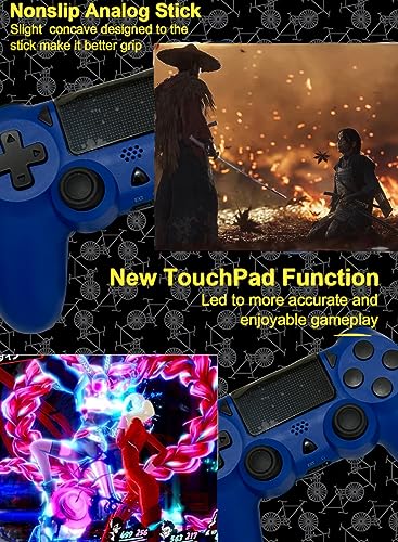 GameNext 【Blue, Upgraded Wireless P4 Remote Controller Compatible with PS-4/Slim/Pro with Dual Vibration/6-Axis Motion Sensor/Audio Replacement for PS-4 Controller