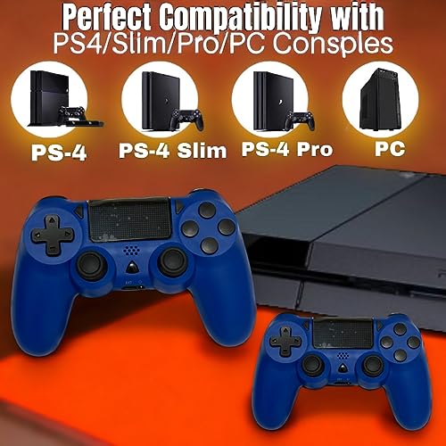 GameNext 【Blue, Upgraded Wireless P4 Remote Controller Compatible with PS-4/Slim/Pro with Dual Vibration/6-Axis Motion Sensor/Audio Replacement for PS-4 Controller