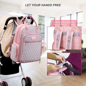 Homfu Diaper Bag Backpack Mommy Hospital Baby Bags For Boys Girl Travel Backpacks Mom Grey Dad Diaper Bag Tote Baby Registery (Pink)