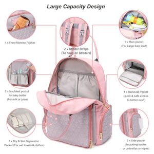 Homfu Diaper Bag Backpack Mommy Hospital Baby Bags For Boys Girl Travel Backpacks Mom Grey Dad Diaper Bag Tote Baby Registery (Pink)