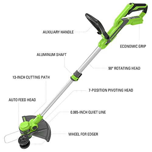 Greenworks 40V 13-Inch Cordless String Trimmer/Edger and Leaf Blower Combo Kit + 3 Bonus Spools, 2.0Ah Battery and Charger Included