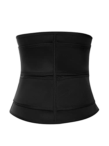 Verdusa Women's Waist Trainer Tummy Control Workout Corset Cincher Trimmer Shaper Belt Black XXL