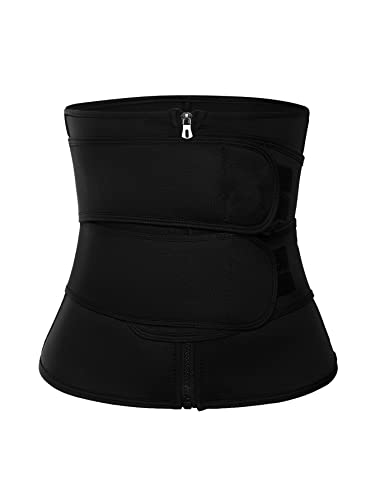 Verdusa Women's Waist Trainer Tummy Control Workout Corset Cincher Trimmer Shaper Belt Black XXL