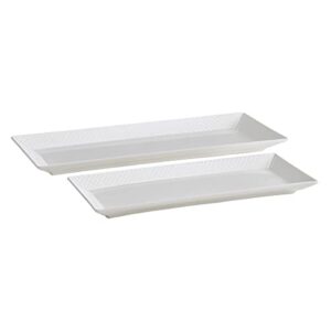 mikasa trellis chip resistant set of 2 platter serving tray, 12 and 15 inch, white