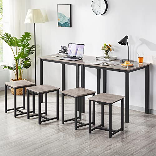 Yaheetech 3 Piece Dining Table Set - Kitchen Table & Chair Sets for 2 - Compact Table w/ 2 Stools & Space Saving Design for Dining Room Living Room Kitchen, Gray