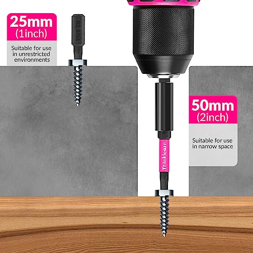 ThinkLearn Pink Hex Head Allen Wrench Drill Bit Set 20pcs (Metric&SAE), 1/4” Hex-Shank S2 Steel Hex Bits Set with Quick-Change Adapter, Perfect for Home DIY-Gift for Women, Magnetic Tips