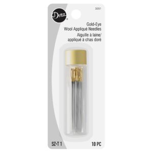 dritz gold-eye wool applique appliqué needles, silver 3 count