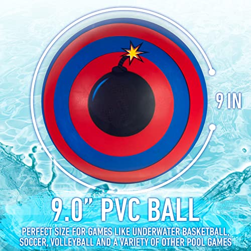 Franklin Sports Cannonball Water Ball - Underwater Pool Ball Toy - Dribble, Bounce and Pass Under Water - Fun Summer Pool Toy for Kids + Teens - 9" PVC Pool Ball for Underwater Pool Games