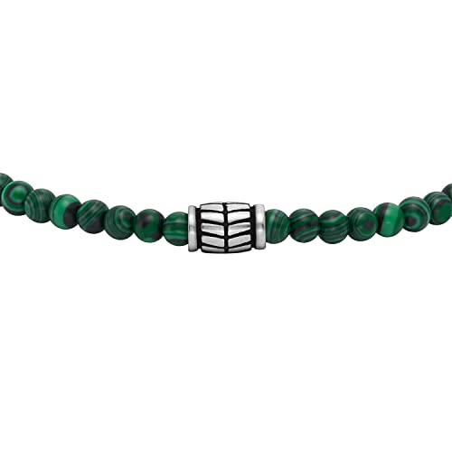 Fossil Men's Beaded Malachite Bracelet, Color: Green (Model: JF04415040)