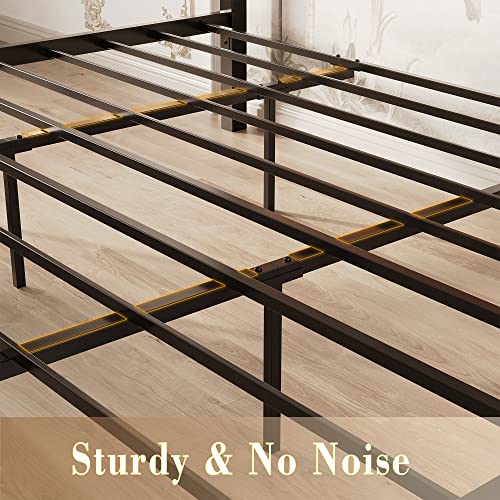 LIKIMIO King Bed Frame, Tall Industrial Headboard 51.2", Platform Bed Frame King with Strong Metal Support, Solid and Stable, Noise Free, No Box Spring Needed, Easy Assembly