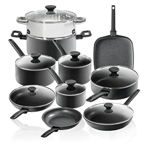 Granitestone Pro Pots and Pans Set Nonstick Cookware Set, 17 Pc Hard Anodized Kitchen Cookware Set, Non Stick Pots and Pans Set with Lids and Diamond/Mineral Coating, Dishwasher Safe, Non Toxic