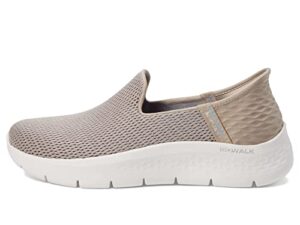 skechers women's hands free slip-ins go walk flex-relish sneaker, taupe/blue, 7.5