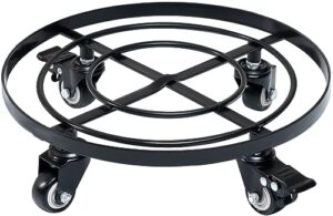 idzo round heavy duty plant caddy with wheels, cast iron plant dolly, plant stand with wheels, load capacity 180 lbs, repositioning heavy pots, hauling heavy household items, 12 inch - black