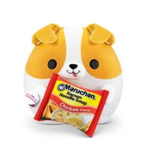 snackles (maruchan ramen) corgi super sized 14 inch plush by zuru, ultra soft plush, collectible plush with real licensed brands, stuffed animal