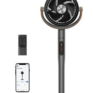 Dreo Pedestal Fan with Remote, PolyFan 513S, 43'' Quiet Standing Fan for Home Bedroom, 120°+105° Smart Oscillating Floor Fans with Wi-Fi/Voice Control, Works with Alexa/Google, 6 Modes, 8 Speeds