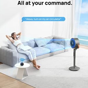 Dreo Pedestal Fan with Remote, PolyFan 513S, 43'' Quiet Standing Fan for Home Bedroom, 120°+105° Smart Oscillating Floor Fans with Wi-Fi/Voice Control, Works with Alexa/Google, 6 Modes, 8 Speeds