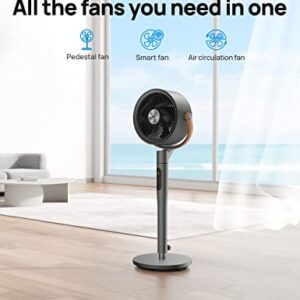 Dreo Pedestal Fan with Remote, PolyFan 513S, 43'' Quiet Standing Fan for Home Bedroom, 120°+105° Smart Oscillating Floor Fans with Wi-Fi/Voice Control, Works with Alexa/Google, 6 Modes, 8 Speeds