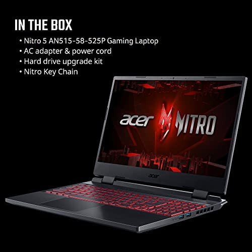 Acer Nitro 5 AN515-58-525P Gaming Laptop | Intel Core i5-12500H | NVIDIA GeForce RTX 3050 Laptop GPU | 15.6" FHD 144Hz IPS Display | 8GB DDR4 | 512GB PCIe Gen 4 SSD | Killer Wi-Fi 6 | Backlit Keyboard