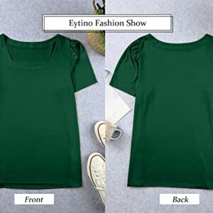 Eytino Womens Plus Size Tshirts Summer Square Neck Puff Sleeve Loose Casual Blouse Tops,2X Green