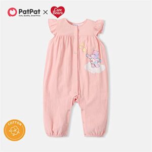 PATPAT Care Bears Baby Girl Romper Infant Newborn Girls Clothes Ruffle Sleeve Bodysuit One Piece Bubble Romper Jumpsuit Light Pink 18-24 Months