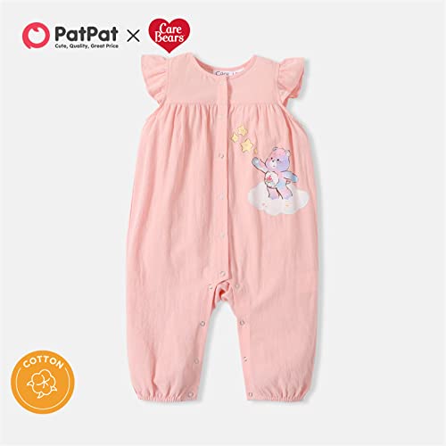 PATPAT Care Bears Baby Girl Romper Infant Newborn Girls Clothes Ruffle Sleeve Bodysuit One Piece Bubble Romper Jumpsuit Light Pink 18-24 Months