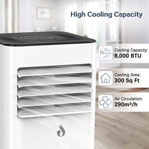 8,000 BTU Portable Air Conditioners, Portable AC With Remote for Room to 300 sq.ft  3 in 1 Air Conditioner With Dehumidification/Air Circulation/Timer And Window Kit