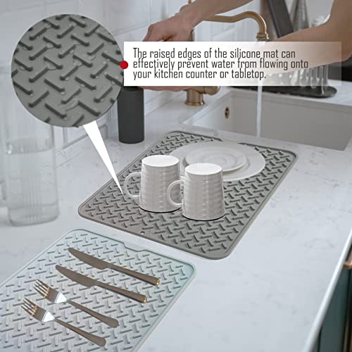 Liseternal Silicone Dish Drying Matt for Kitchen Counter,Bottle Drying Mat,Kitchen Counter Pad,Small Dish Drainer,Non-slip Coffee Mat,Heat Resistant Mat for Dining Table,12*12 inches.