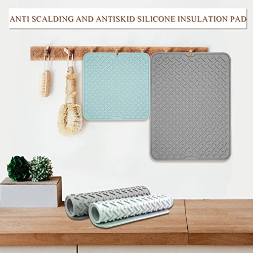 Liseternal Silicone Dish Drying Matt for Kitchen Counter,Bottle Drying Mat,Kitchen Counter Pad,Small Dish Drainer,Non-slip Coffee Mat,Heat Resistant Mat for Dining Table,12*12 inches.