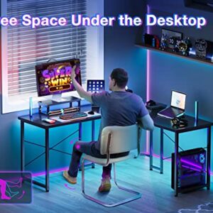 ODK L Shaped Gaming Desk, 51 Inch Computer Desk with Monitor Stand, PC Gaming Desk, Corner Desk Table for Home Office Sturdy Writing Workstation, Carbon Fiber Surface, Black