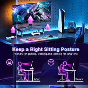 ODK L Shaped Gaming Desk, 51 Inch Computer Desk with Monitor Stand, PC Gaming Desk, Corner Desk Table for Home Office Sturdy Writing Workstation, Carbon Fiber Surface, Black