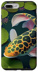 iphone 7 plus/8 plus japanese koi fish pond lilly pad carp fish case