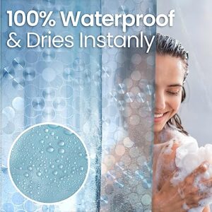 LiBa Plastic Shower Curtain Liner, Heavy Duty 8G Shower Liner for Bathroom, Waterproof Vinyl Shower Curtain, 3 Magnets, Rustproof Mental Grommets - 3D Aqua Circle Pattern, 72x72