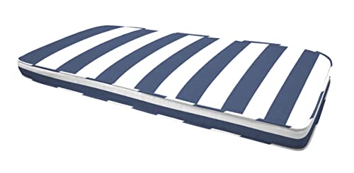 Honeycomb Indoor/Outdoor Cabana Stripe Blue & White Loveseat Bench Cushion: Rounded Corners, Recycled Fiberfill, Weather Resistant, Comfortable and Stylish Patio Cushion: 42" W x 18.5" D x 2.5" T