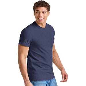 Hanes Originals Crewneck T-Shirt, 100% Cotton Pocket Tees for Men, Athletic Navy Heather