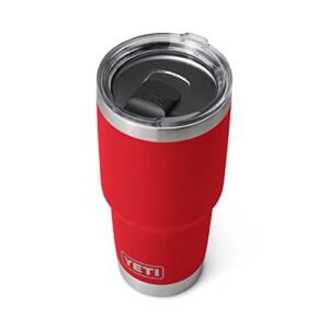 yeti rambler 30 oz tumbler, stainless steel, vacuum insulated with magslider lid, rescue red