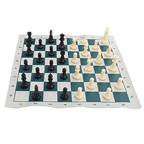 Asixxsix International Standard Chess Game Set, 2 in 1 Board Games Folding Roll Up Chess Game Set Competition Large Plastic Chess Set with Chessboard and Storage Bag for Kids and Adults