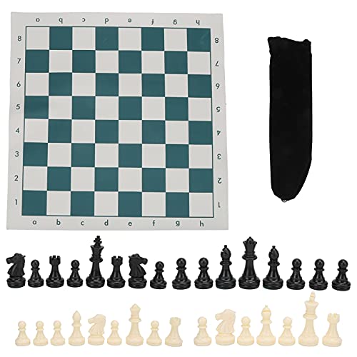 Asixxsix International Standard Chess Game Set, 2 in 1 Board Games Folding Roll Up Chess Game Set Competition Large Plastic Chess Set with Chessboard and Storage Bag for Kids and Adults